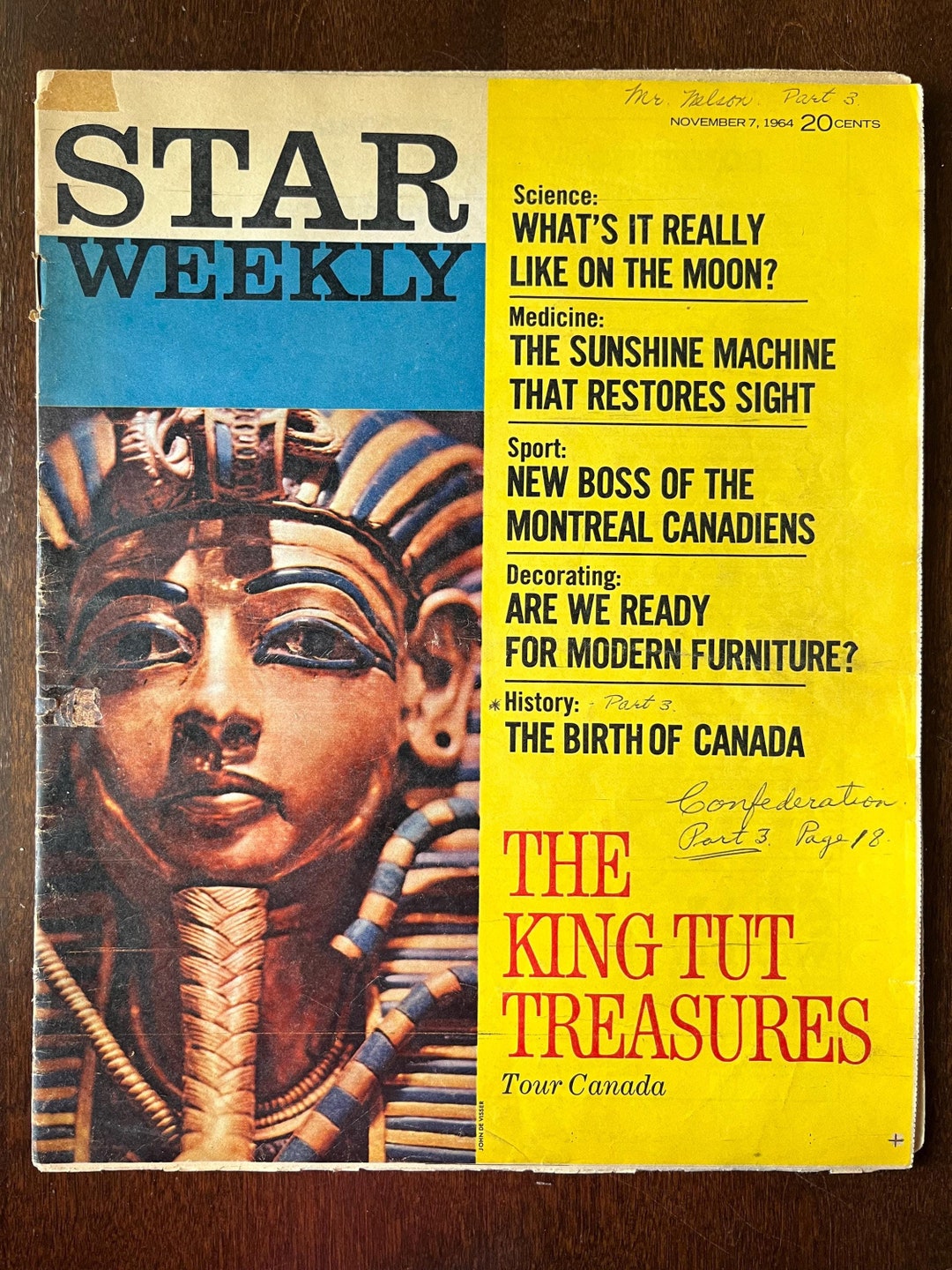 1964 STAR WEEKLY Magazine November 7 Edition King Tut Treasures - Etsy