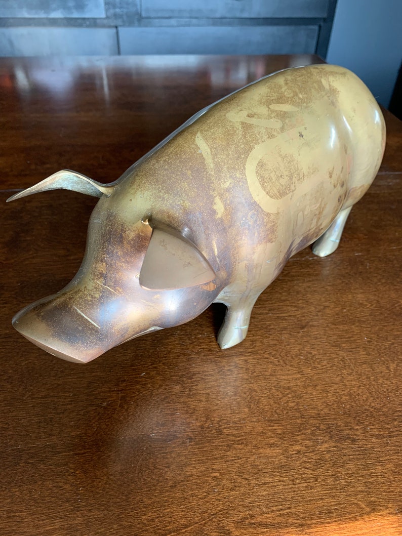 Vintage Brass LARGE ADULT PIG 15 Long Farm Decor Heavy - Etsy