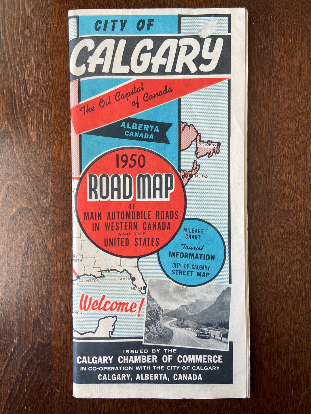 1950 Vintage CITY of CALGARY Road Map WESTERN Canada & United States - Etsy