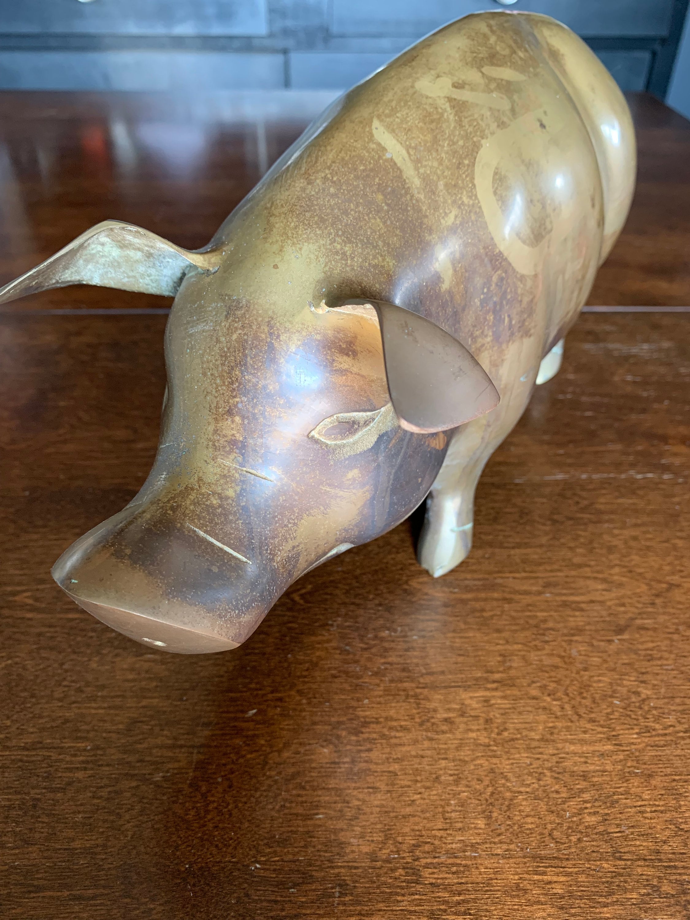Vintage Brass LARGE ADULT PIG 15 Long Farm Decor Heavy - Etsy