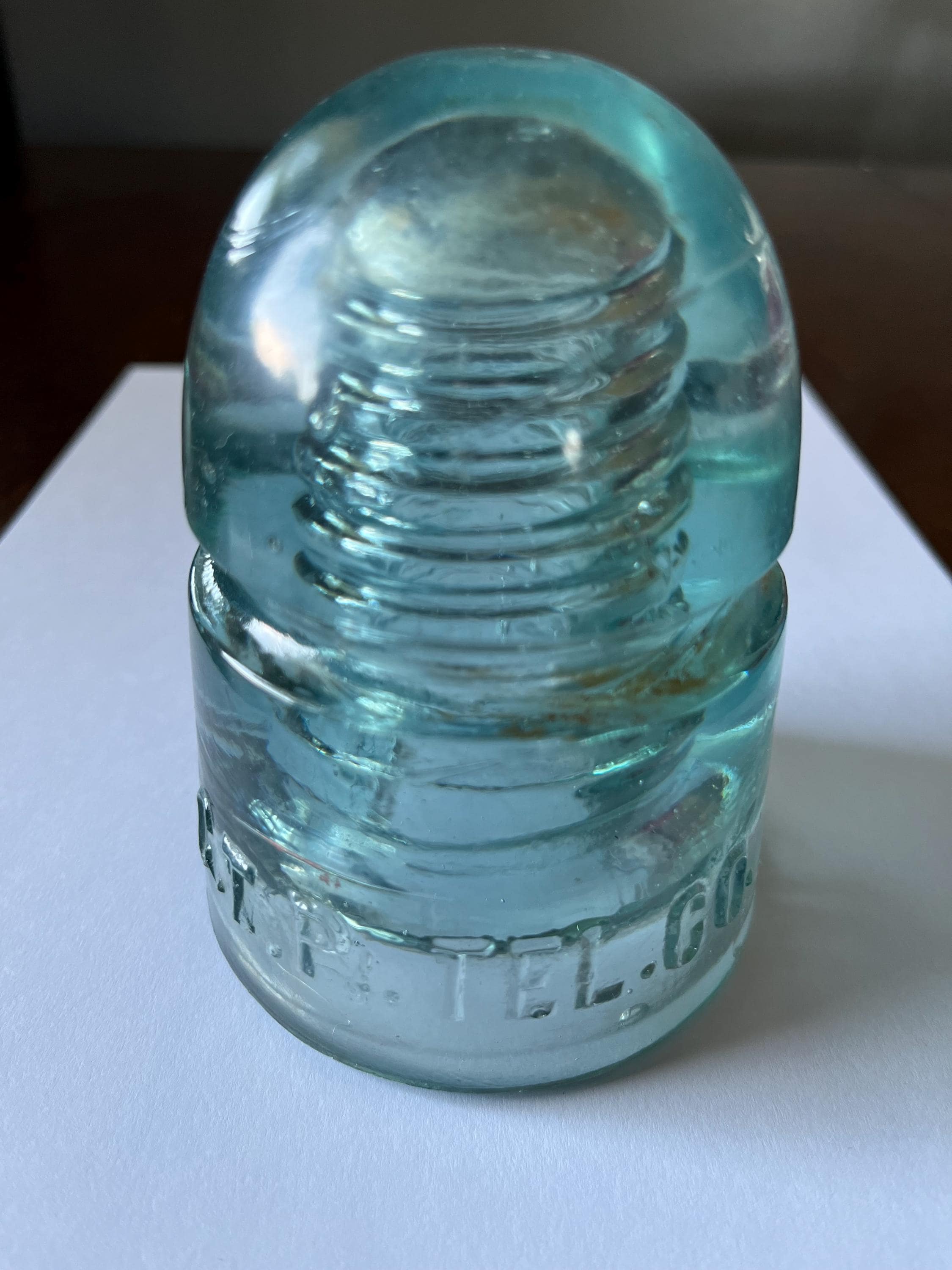 Vintage GTP Tel Co GLASS Insulator CD 145 Beehive Style Telephone Light ...