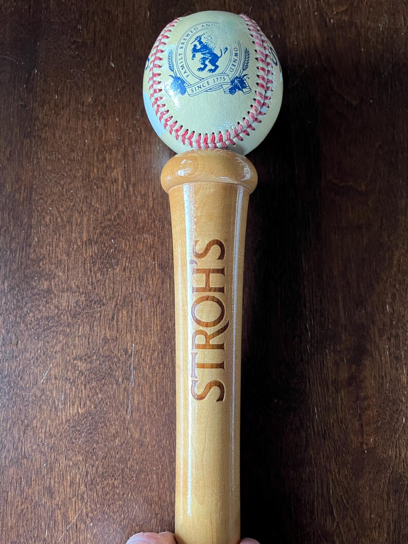 Vintage STROH'S Baseball on Bat BEER Tap HANDLE Wood 10.5" - Etsy
