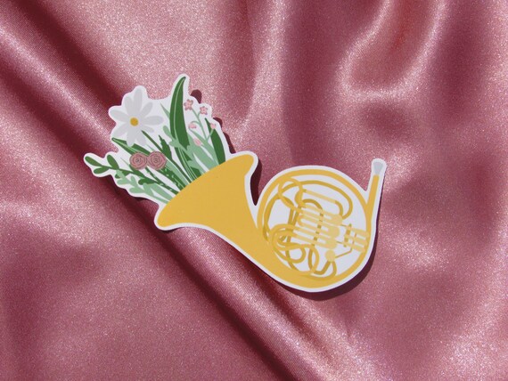 Floral French Horn Sticker - Etsy