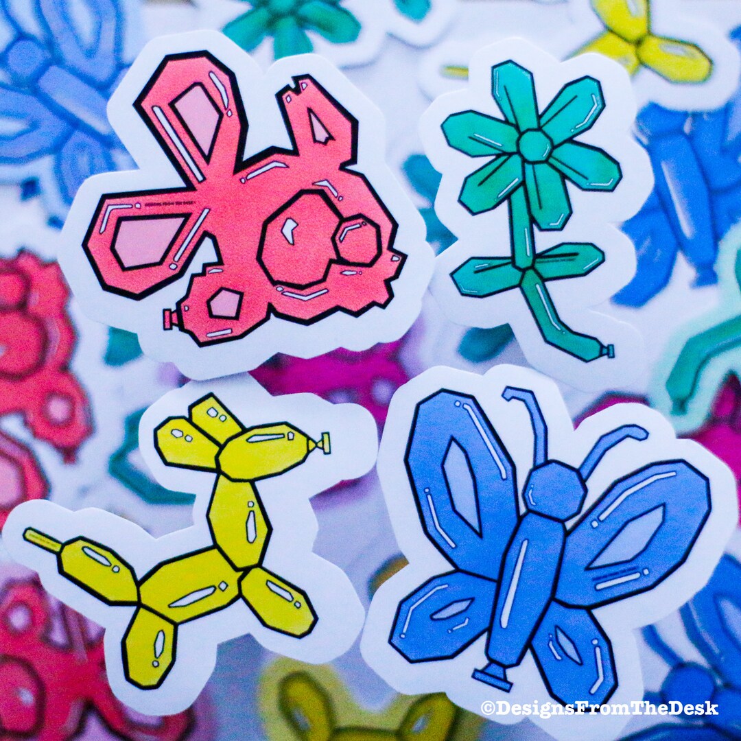Balloon Animals: 4 Pack- Balloon Sticker - Vinyl Stickers - Balloon ...