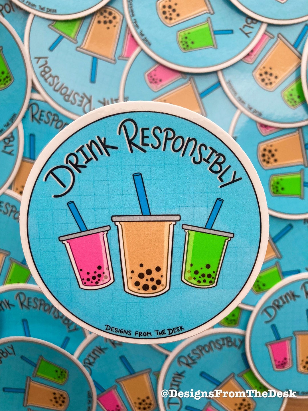 Boba Tea "drink Responsibly" Vinyl Sticker - Etsy