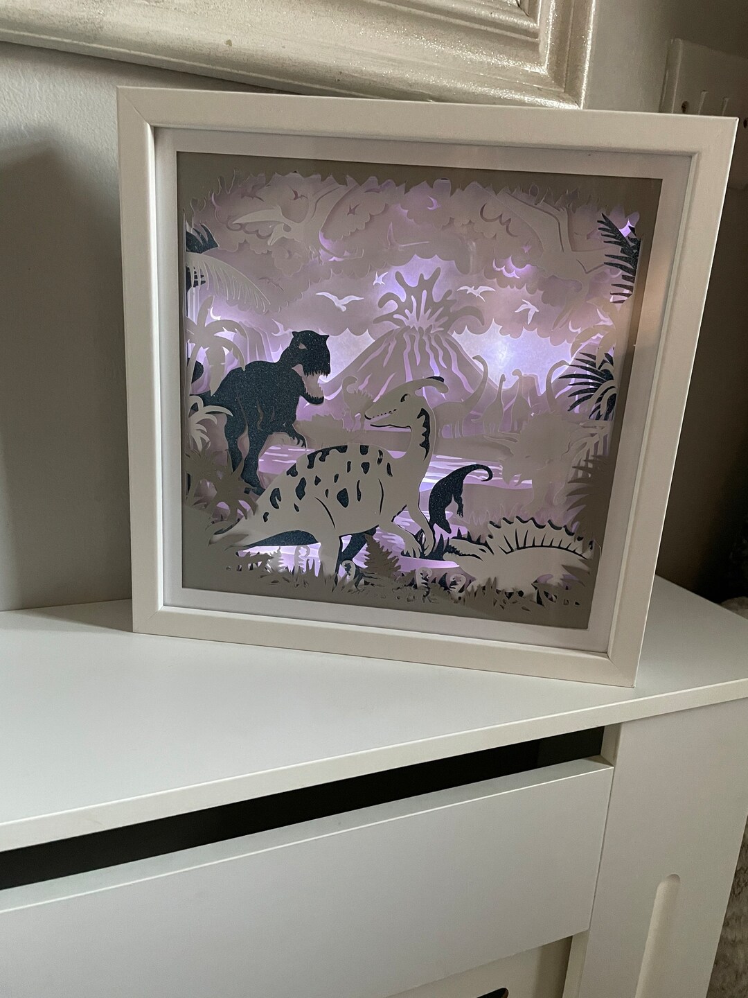 Dinosaur Light up 3d Shadow Box Frame - Etsy