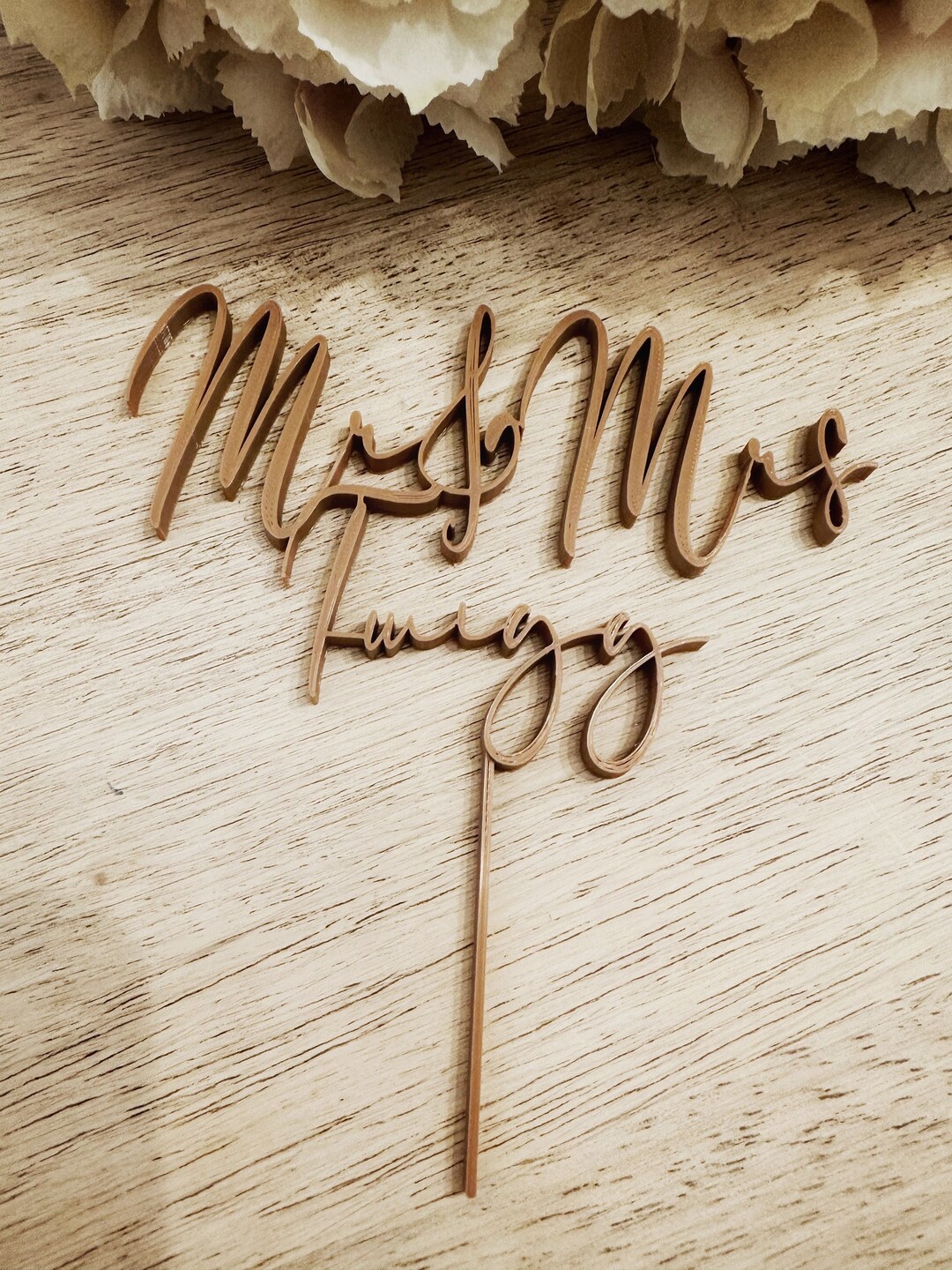 Wood Style Cake Topper 3D Printed, Personalised Cake Topper, Rustic ...