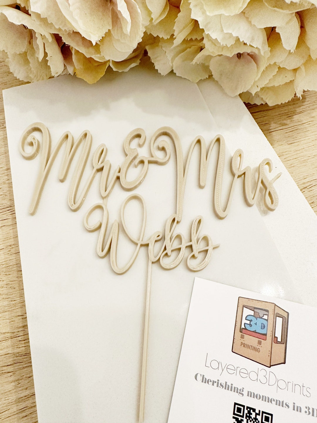 Wedding Cake Topper 3D Printed, Personalised Cake Topper, Rustic ...