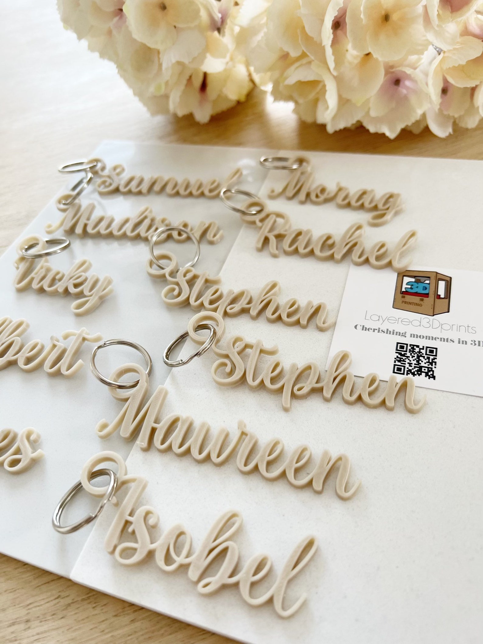 Wedding Place Cards / Wedding Keyring/names/ Birthday 3D Printed ...
