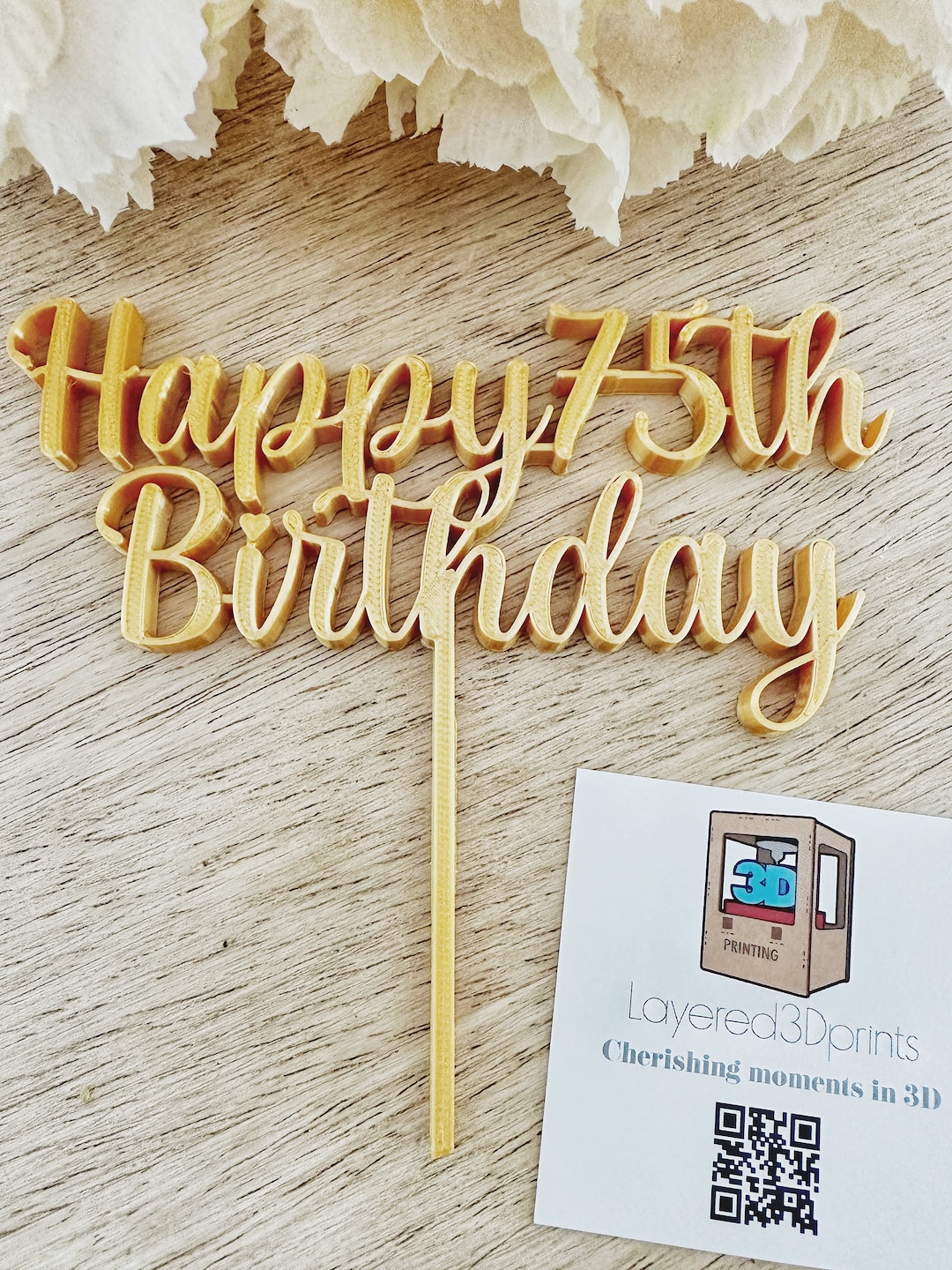 Wedding Cake Topper 3D Printed, Personalised Cake Topper, 75th Age Cake ...