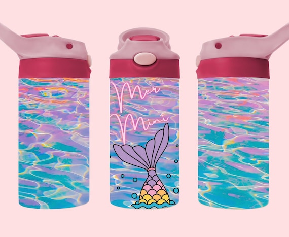 Mermaid Water Bottle Pink Design Water Bottle Mer Mini Flip - Etsy