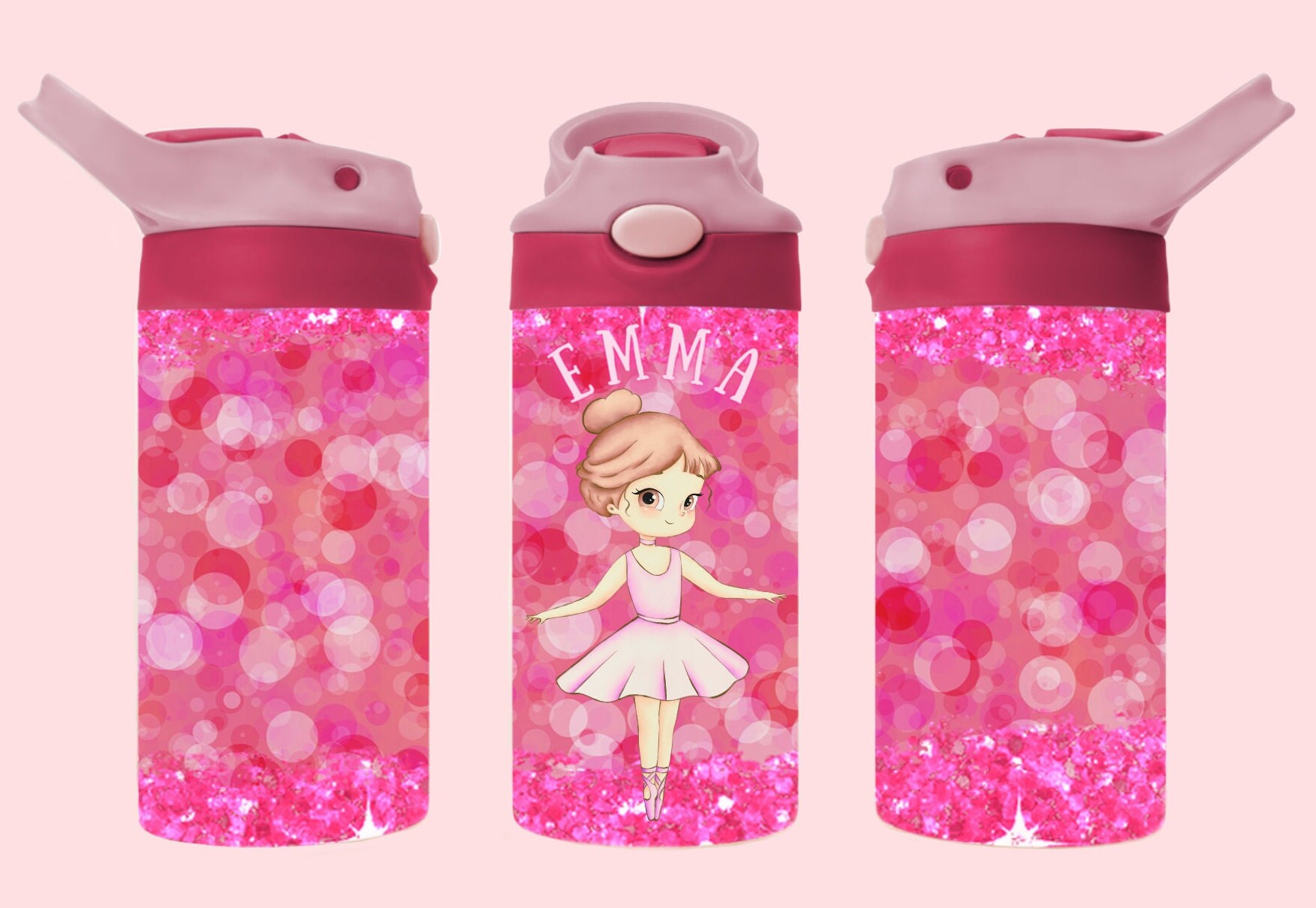 Dance Water Bottle Pink Design Water Bottle Ballet Flip Top - Etsy