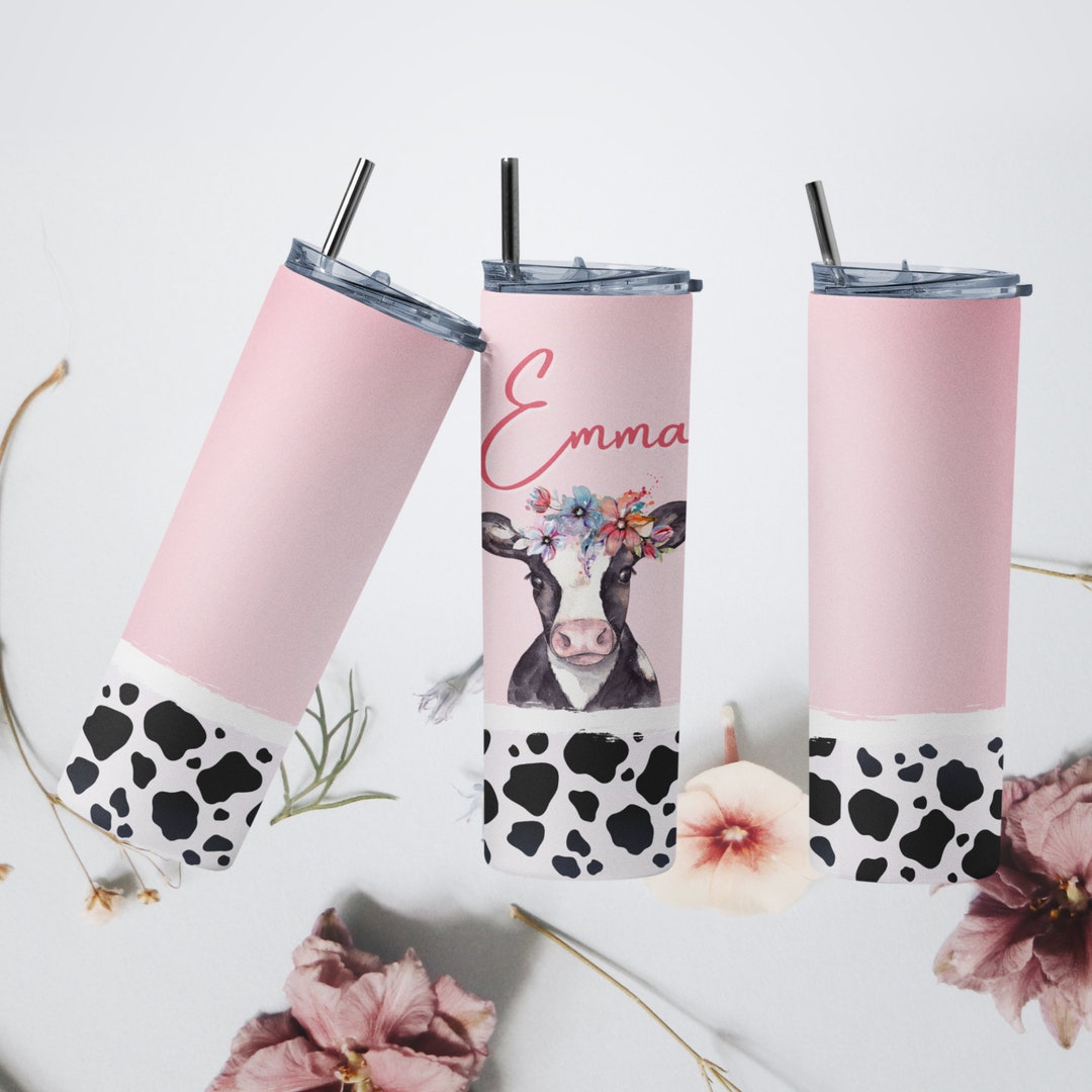 Personalized Cow Tumbler, Floral Cow Tumbler Design, Personalized Gift ...