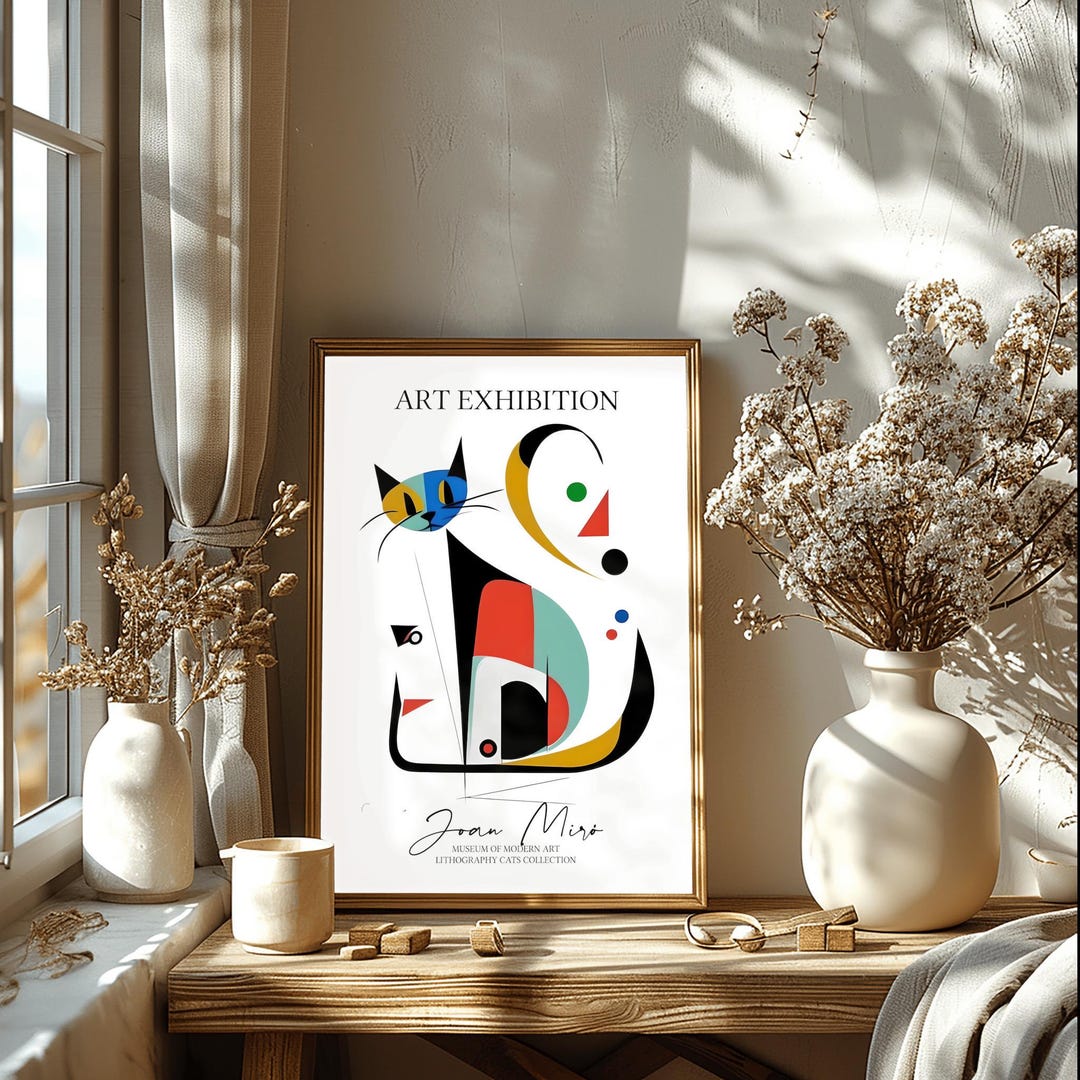Joan Miró Cat Poster: Abstract Geometric Art Exhibition Print - Etsy