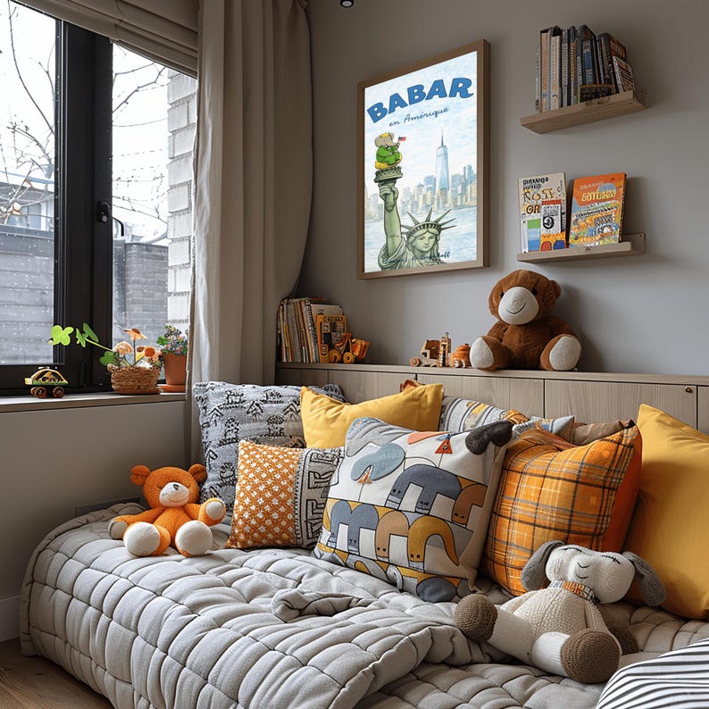 Babar the Elephant En Amérique Poster - Statue of Liberty Wall Art ...