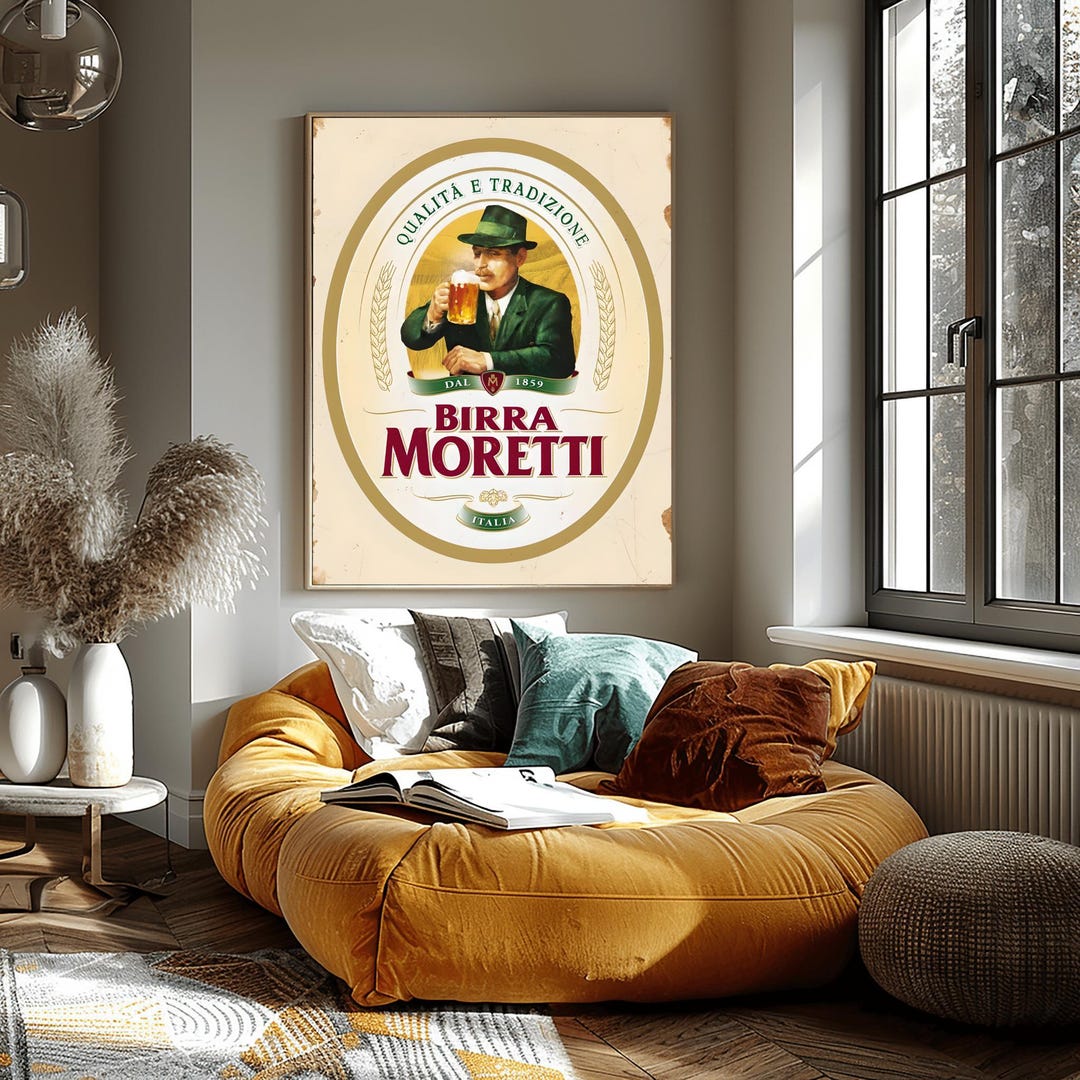 Birra Moretti Vintage Beer Label Poster: Italian Bar Art Print - Etsy
