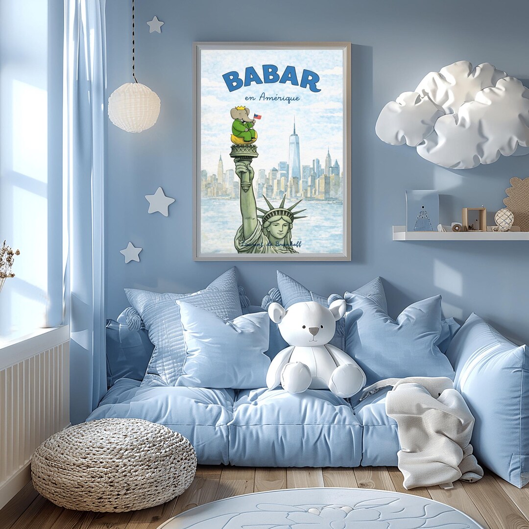 Babar the Elephant En Amérique Poster - Statue of Liberty Wall Art ...