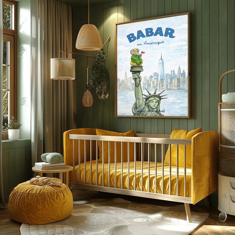 Babar the Elephant En Amérique Poster - Statue of Liberty Wall Art ...