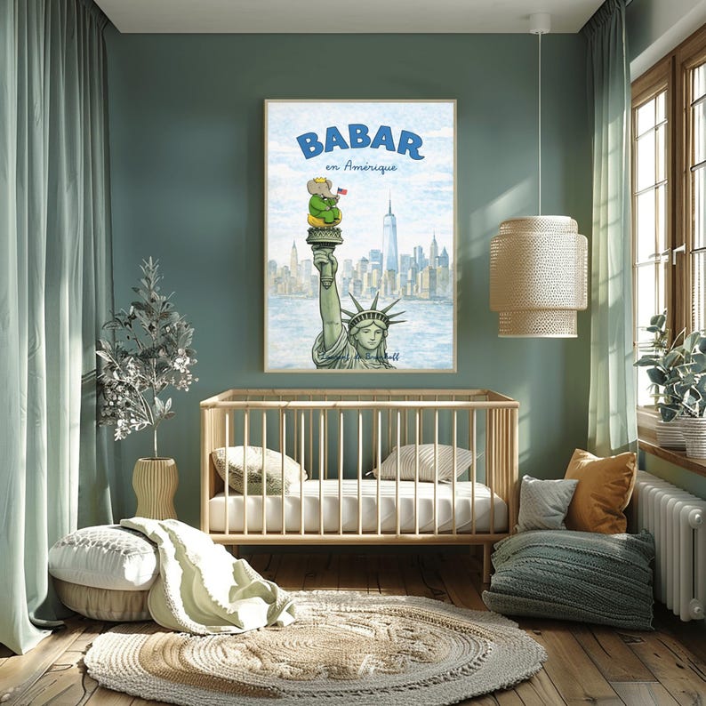 Babar the Elephant En Amérique Poster - Statue of Liberty Wall Art ...