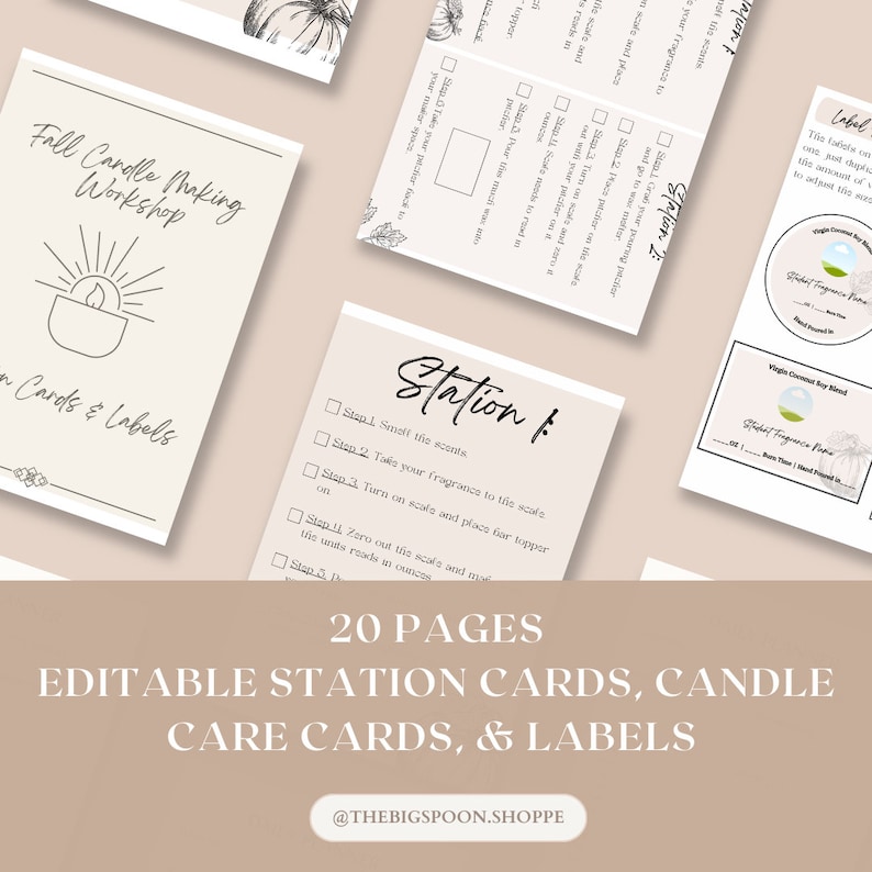 Candle Making Workshop Station Cards, Editable via Canva - Etsy