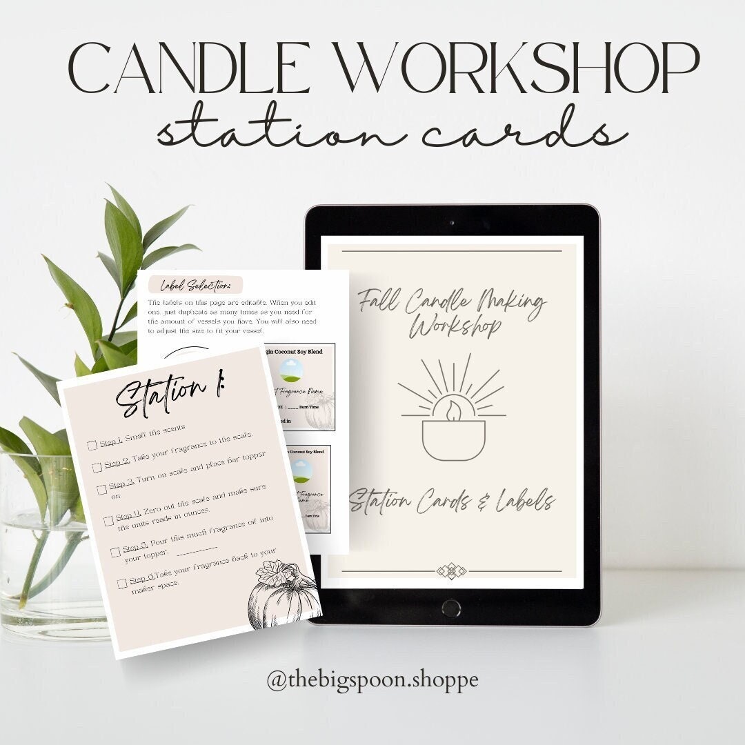 Candle Making Workshop Station Cards, Editable via Canva - Etsy