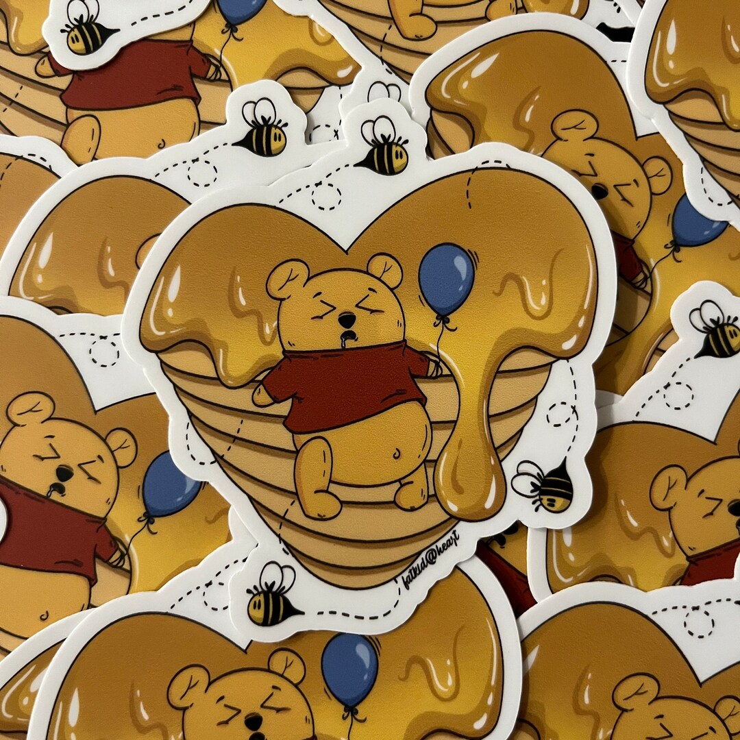 Fatkidheart hunny Bear Sticker Cartoon Water Bottle Laptop Vinyl Decal ...