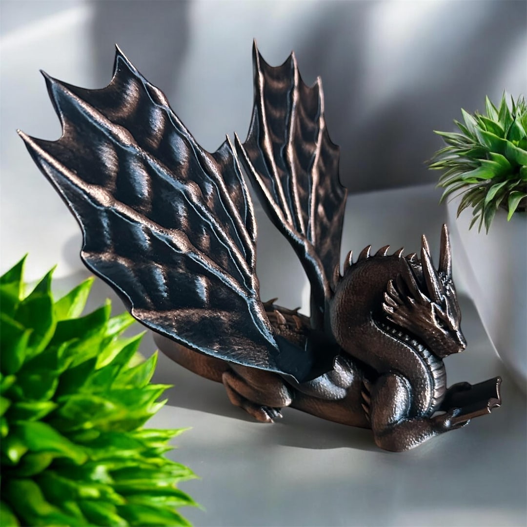 3D Printed Dragon Kindle Stand - Velaris, Fourth Wing, Iron Flame ...