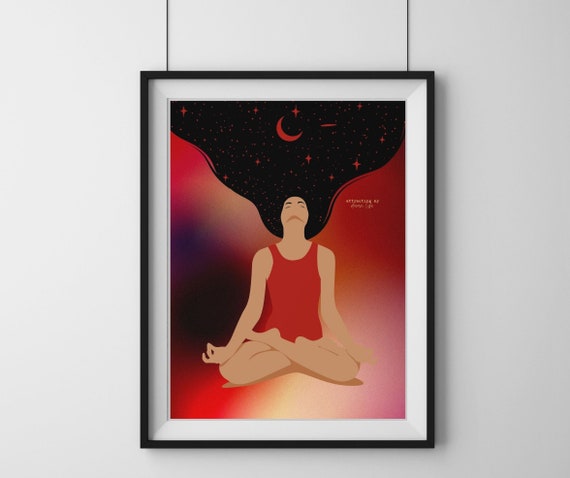 Meditation Poster Red Yoga Chakra Symbols Zenenergy Mind - Etsy