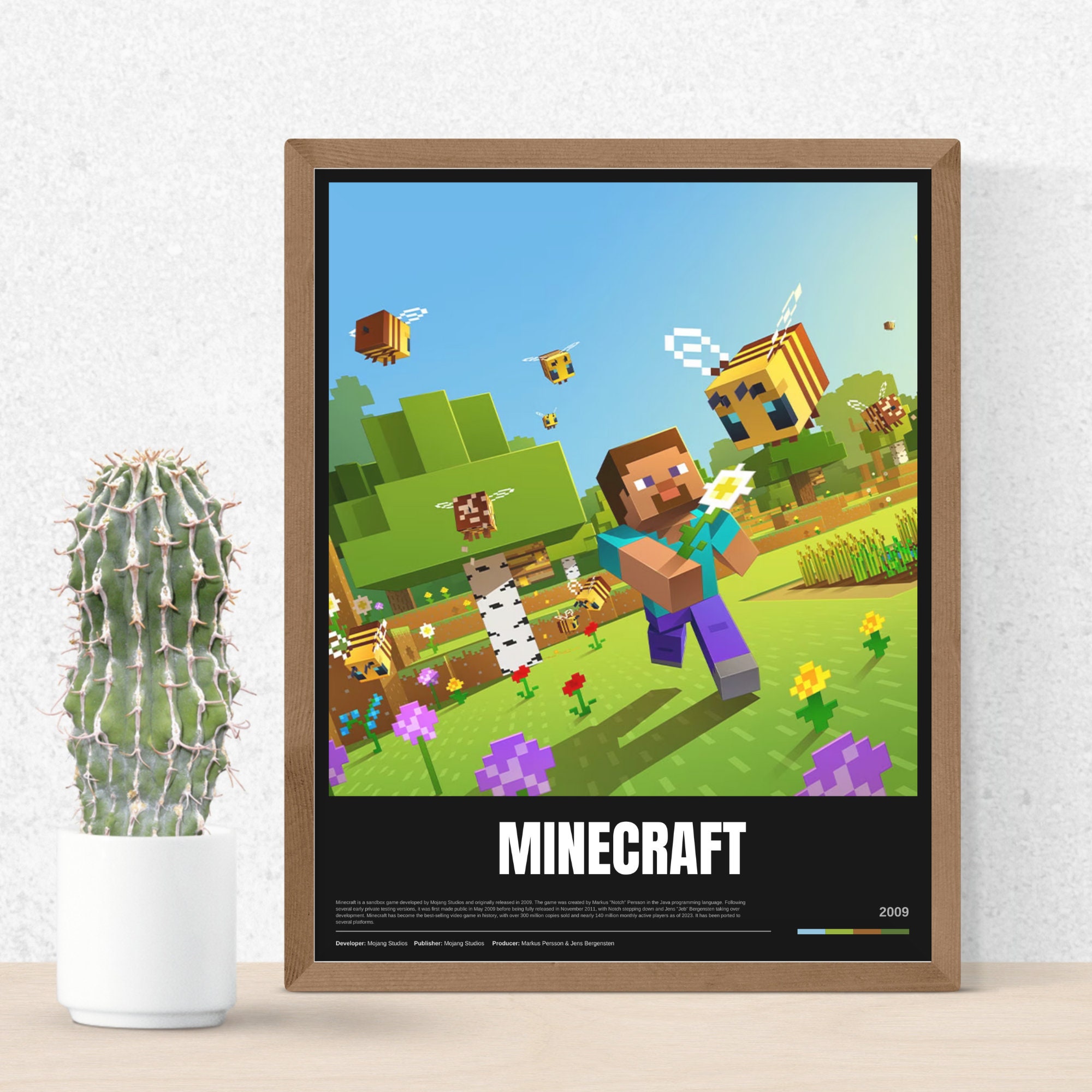 MINECRAFT 2009 Game Cover Art Poster Gaming Room Poster, Gaming Wall ...