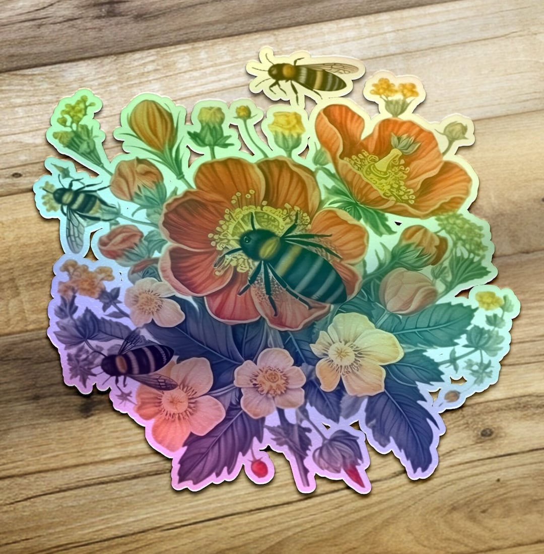 Bees Holographic Vinyl Sticker, Pollinators Sticker, Nature Sticker ...