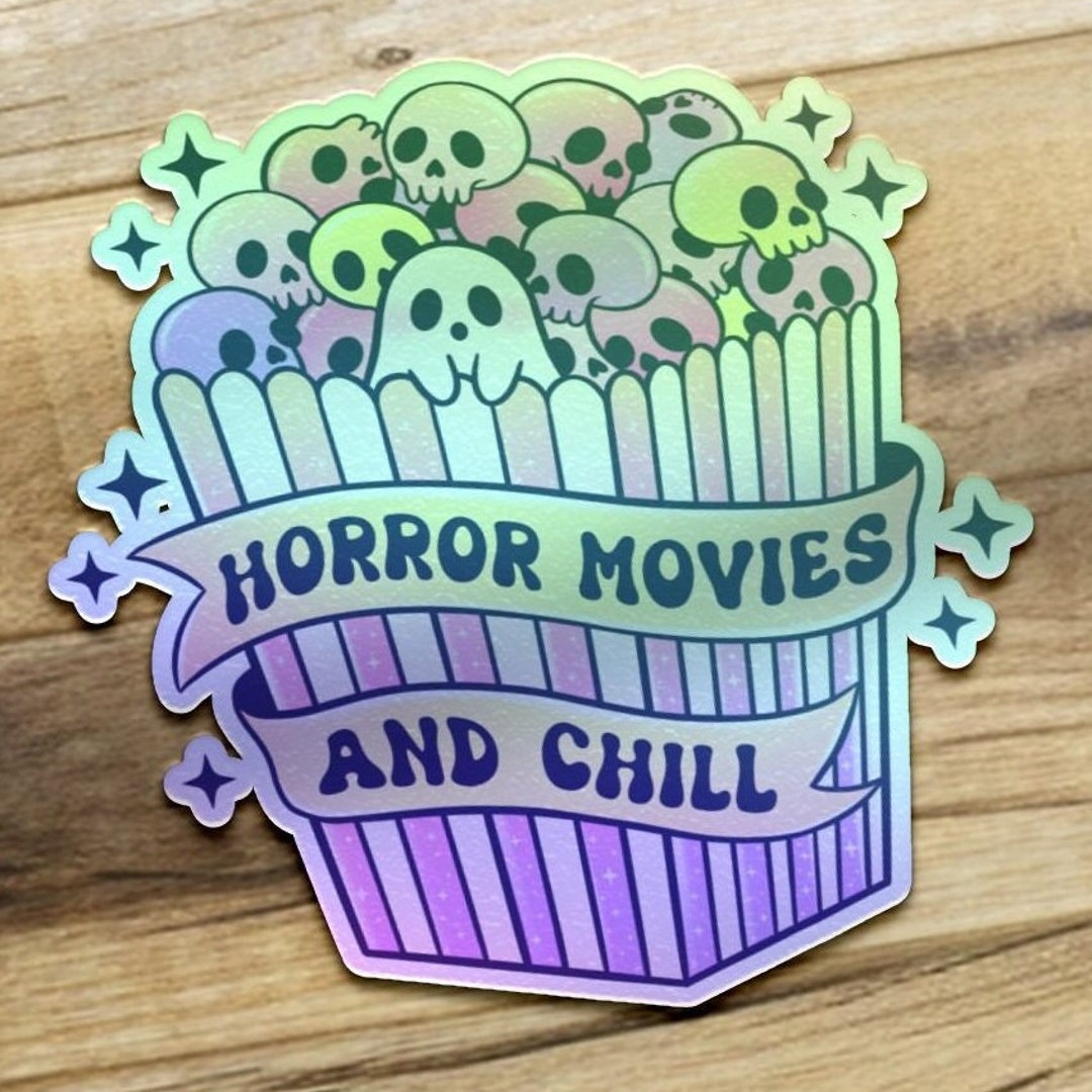 Horror Movies Holographic Vinyl Sticker, Halloween Sticker, Pastel Goth ...
