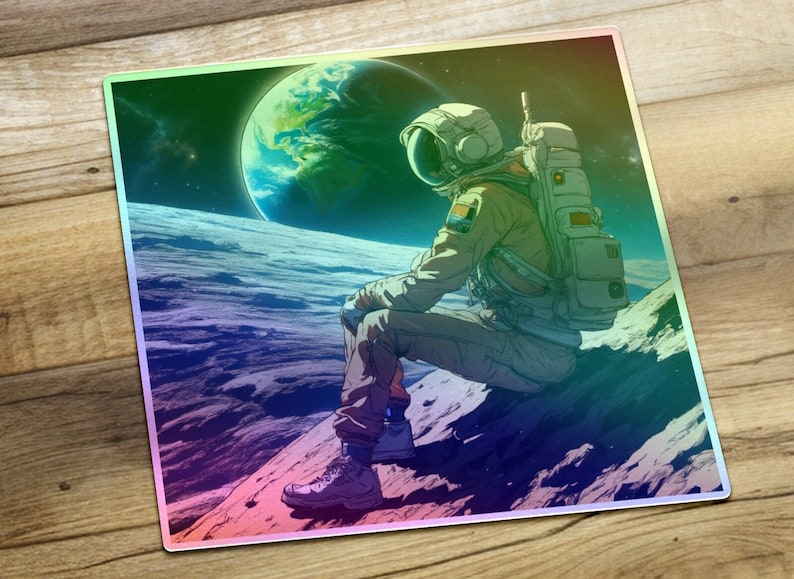 Astronaut Holographic Vinyl Sticker Sci Fi Holographic Sticker