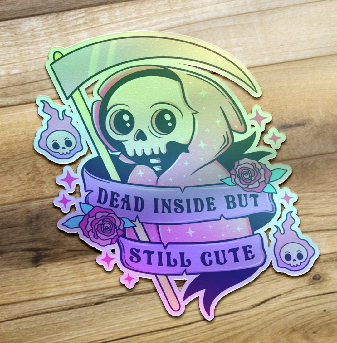 Grim Reaper Holographic Vinyl Sticker, Halloween Sticker, Cute Death ...