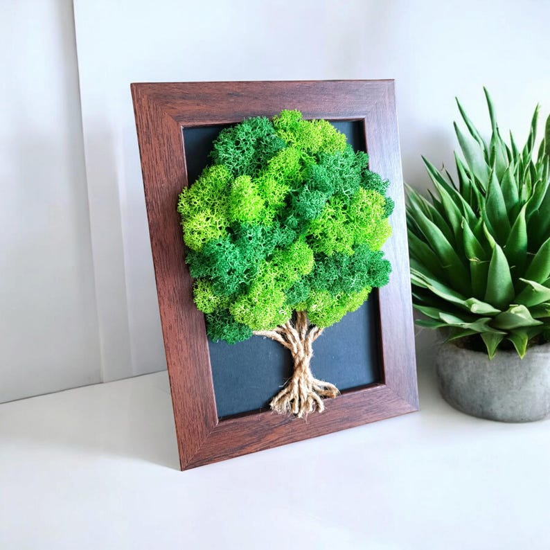 Moss Tree of Life Wall Art: Handmade Reindeer Moss & Preserved Flowers ...