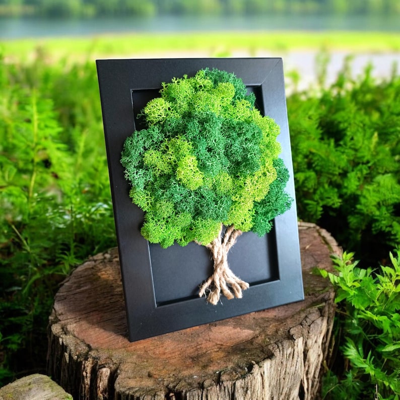 Moss Tree of Life Wall Art: Handmade Reindeer Moss & Preserved Flowers ...