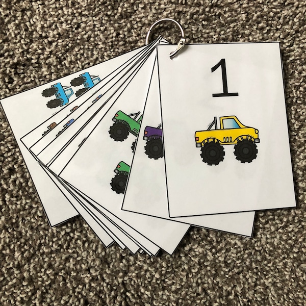 Monster Truck Flash Cards - Etsy