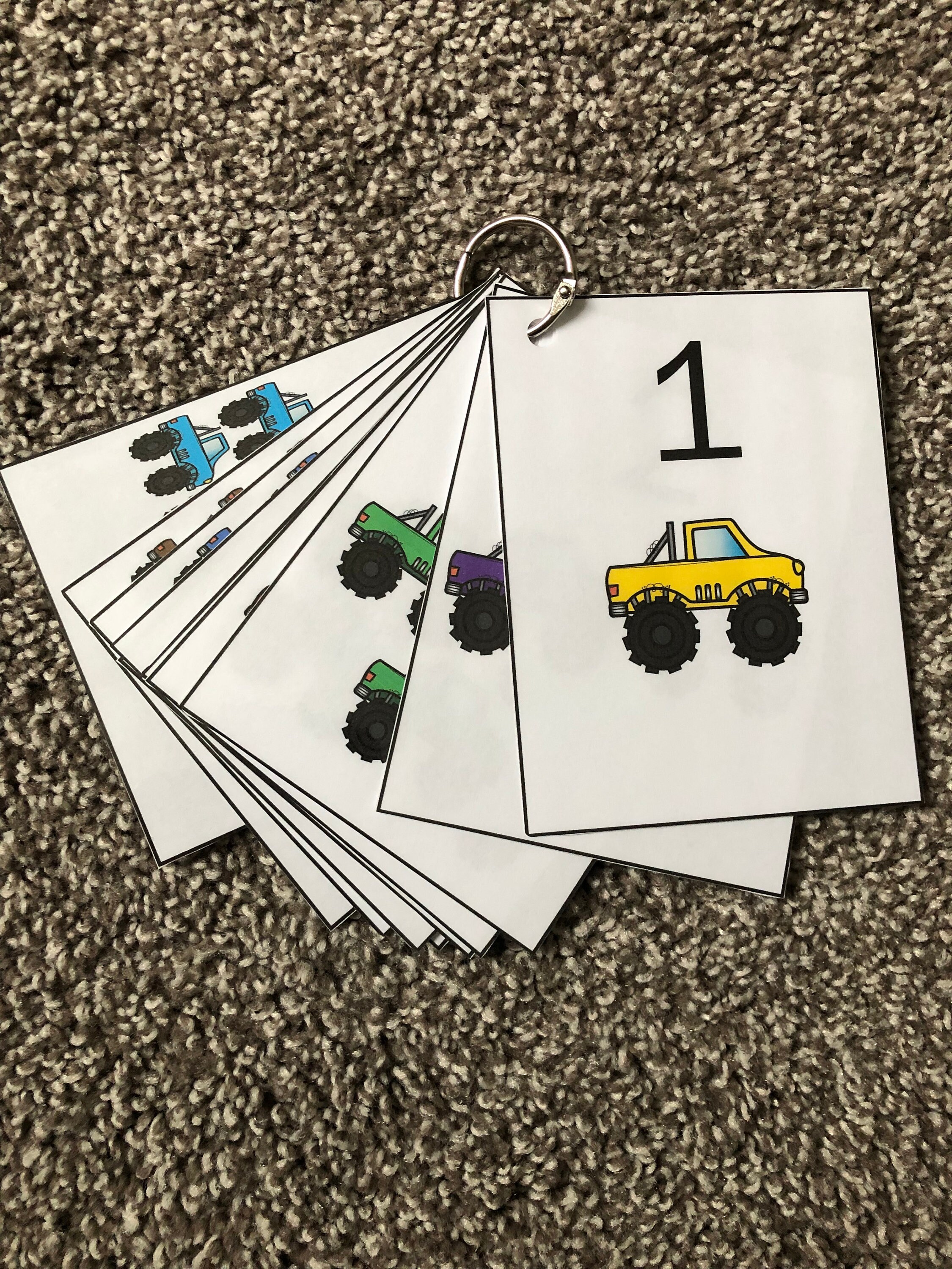 Monster Truck Counting Number Flash Cards, Early Learning Resource - Etsy