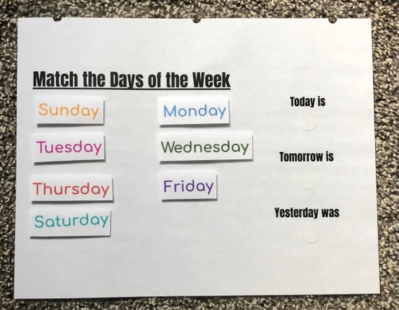 Match the Days of the Week - Etsy