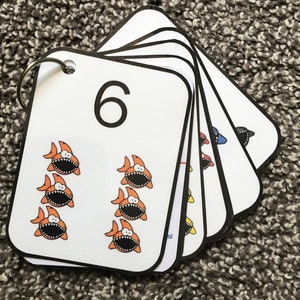 Shark Number Counting Flash Cards Early Learning Resource - Etsy