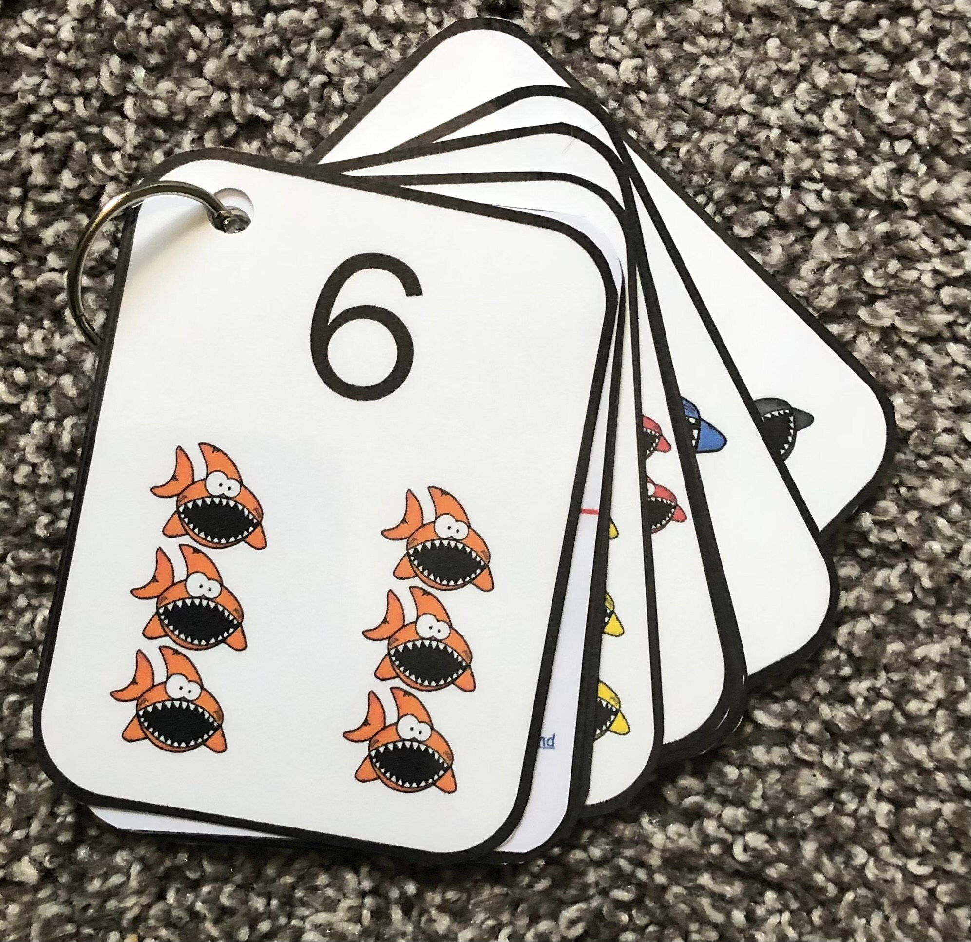 Shark Number Counting Flash Cards, Early Learning Resource - Etsy