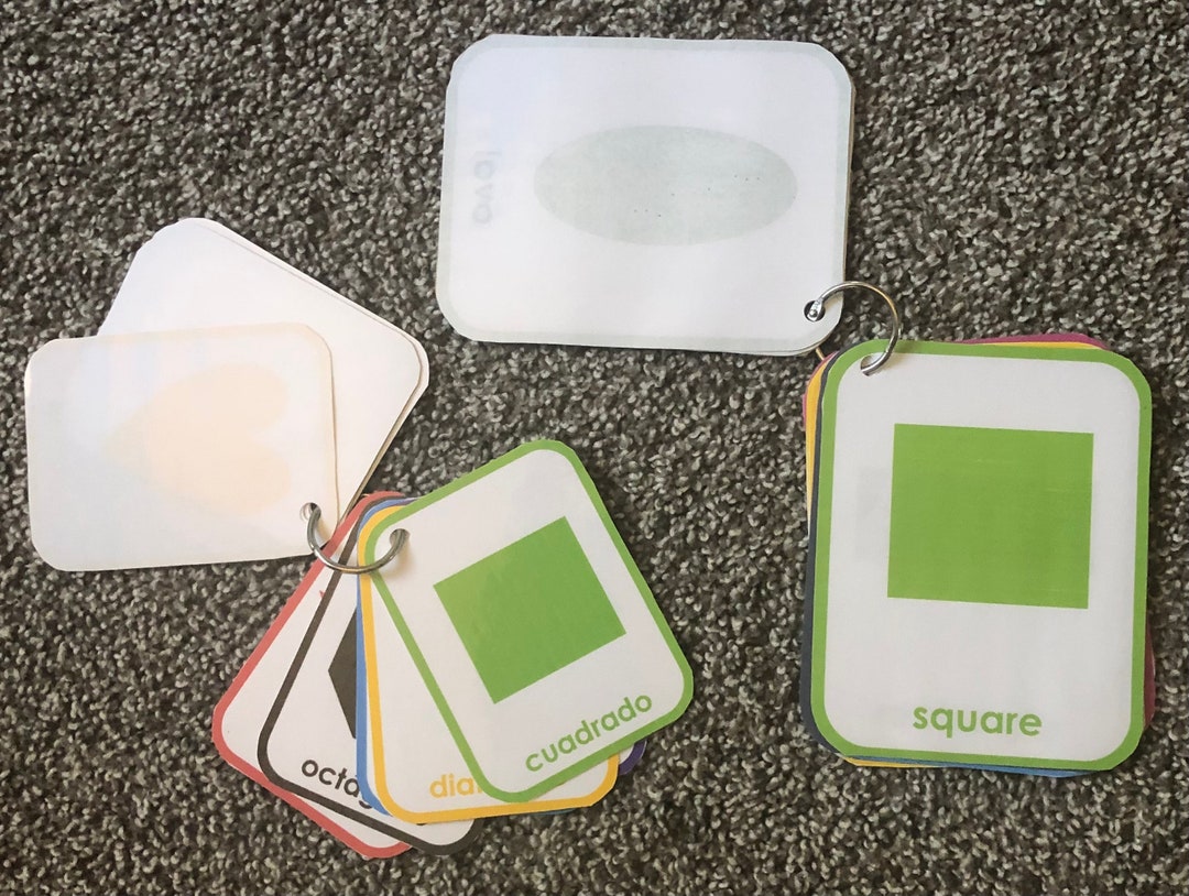 Shape Flashcards: English & Spanish - Etsy