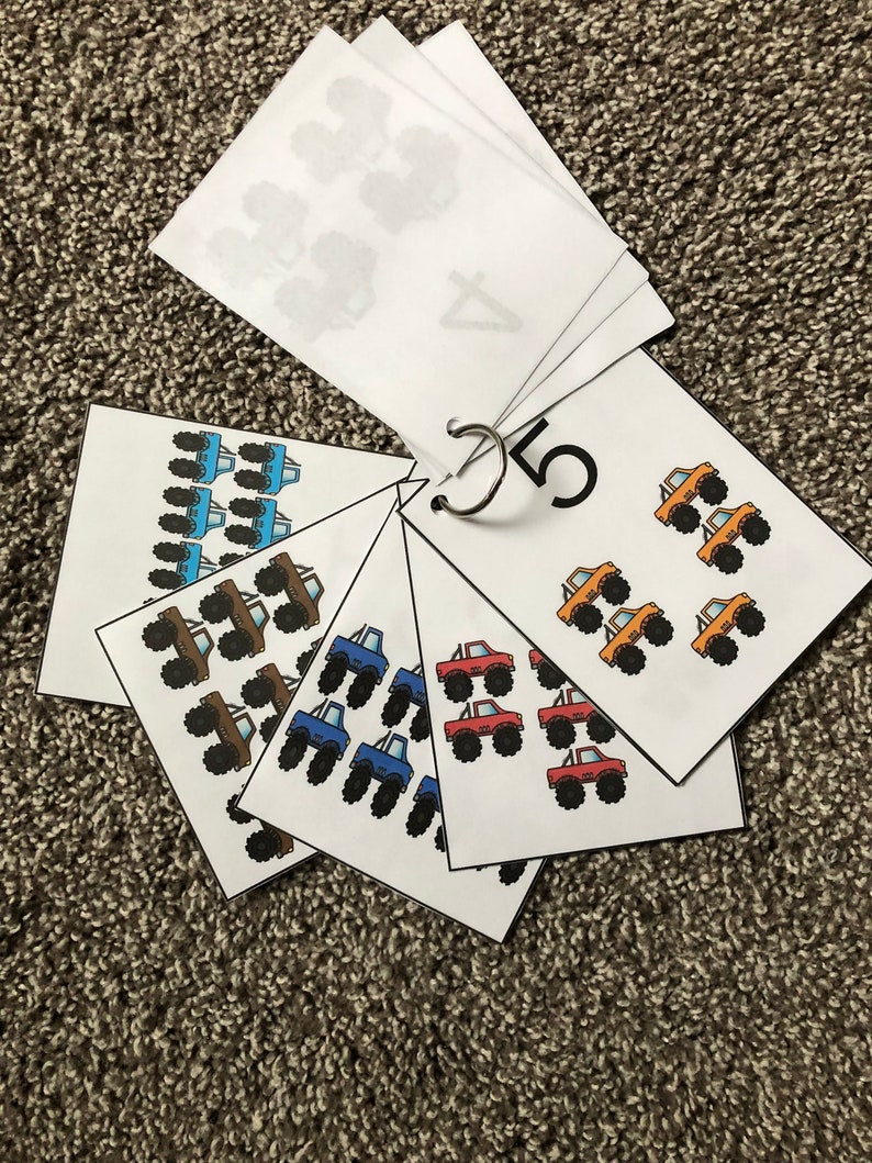 Monster Truck Counting Number Flash Cards, Early Learning Resource - Etsy