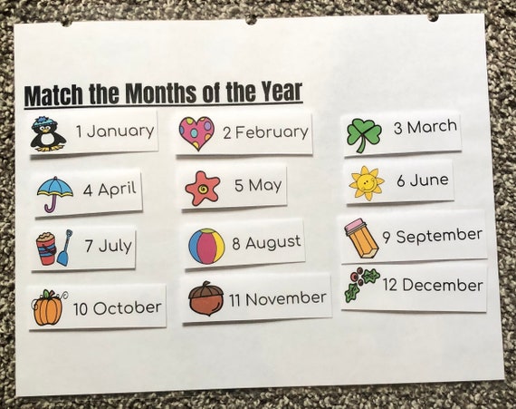 Match the Months of the Year Learning Page - Etsy
