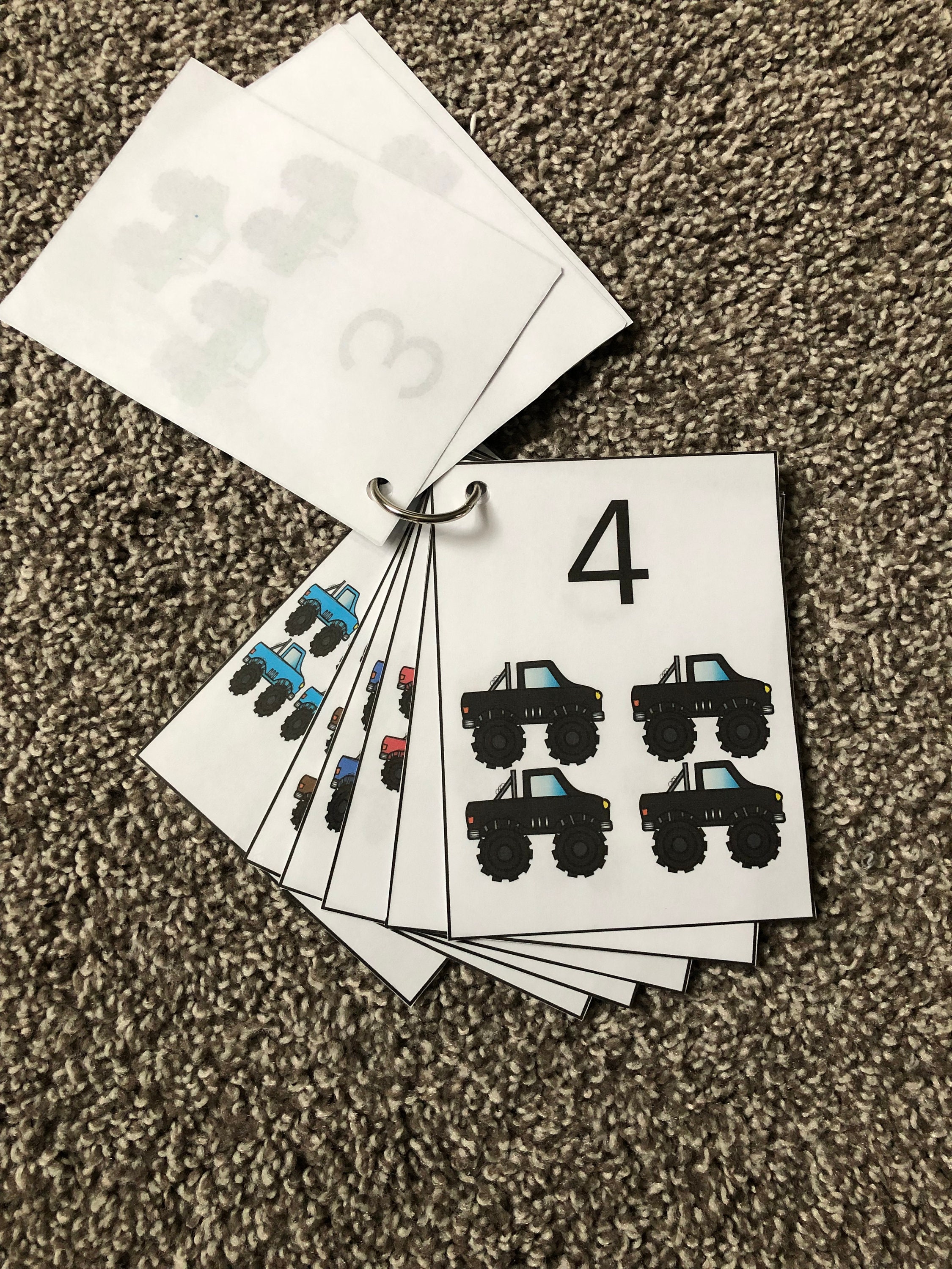 Monster Truck Counting Number Flash Cards, Early Learning Resource - Etsy
