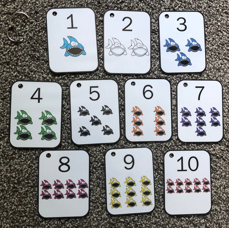 Shark Number Counting Flash Cards Early Learning Resource - Etsy