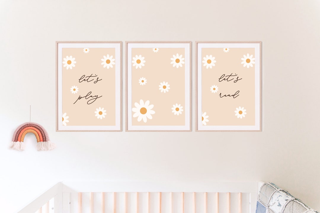 Let’s Play and Let’s Read Set of 3 Print, Daisy Play Room Wall Decor - Etsy