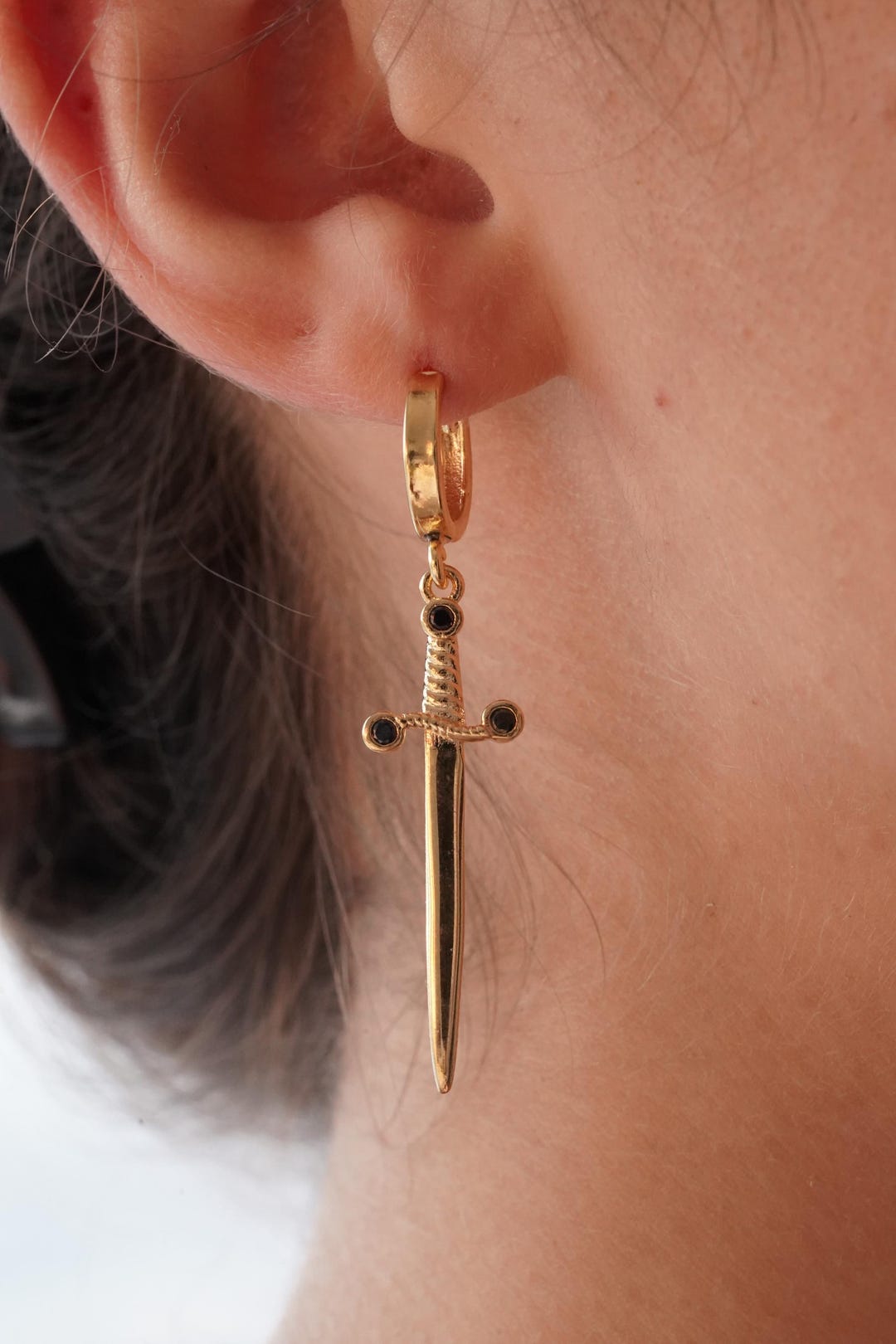 Gold Filled Sword Hoop Earrings - Gothic & Medieval Elegance Sword ...