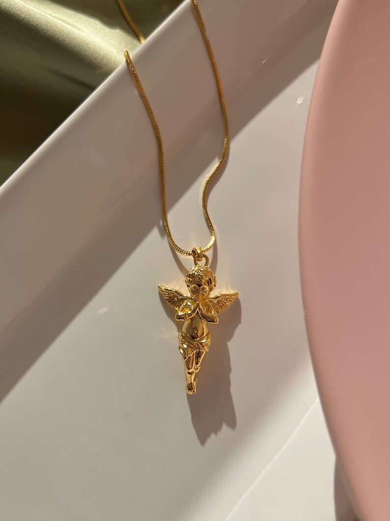 Angel Necklace Baby Angel Necklace Cherub Necklace 18K - Etsy