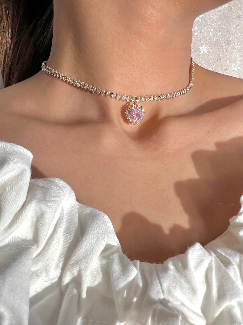 Princess Choker Necklace Friendship Necklace Tennis Chain - Etsy