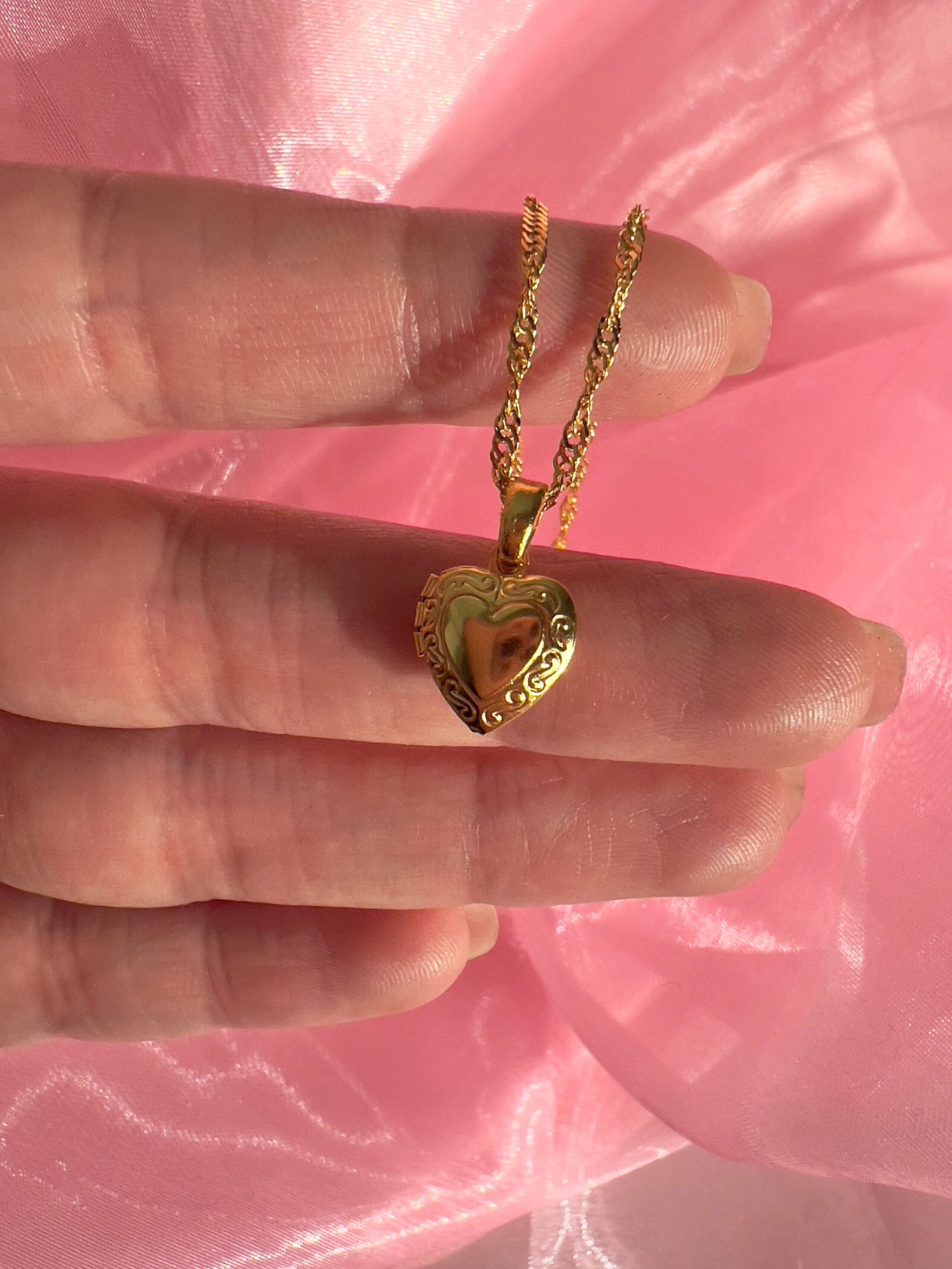 Heart Locket Gold Plated Brass, Gift for Her, Locket Necklace Cz ...